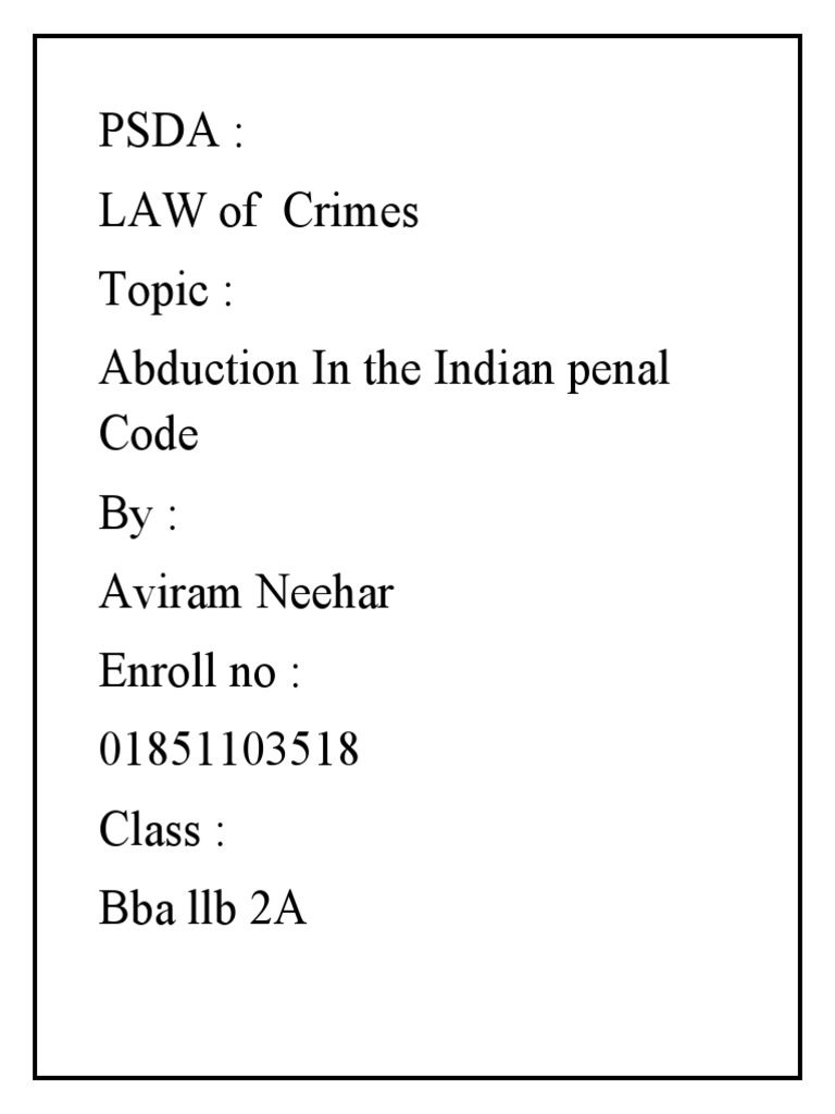 PSDA Law of Crimes | PDF | Kidnapping | Assault