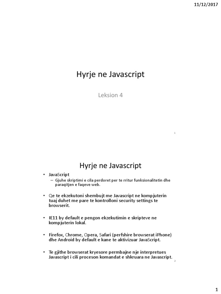Leksion 4 - Javascript PDF | PDF