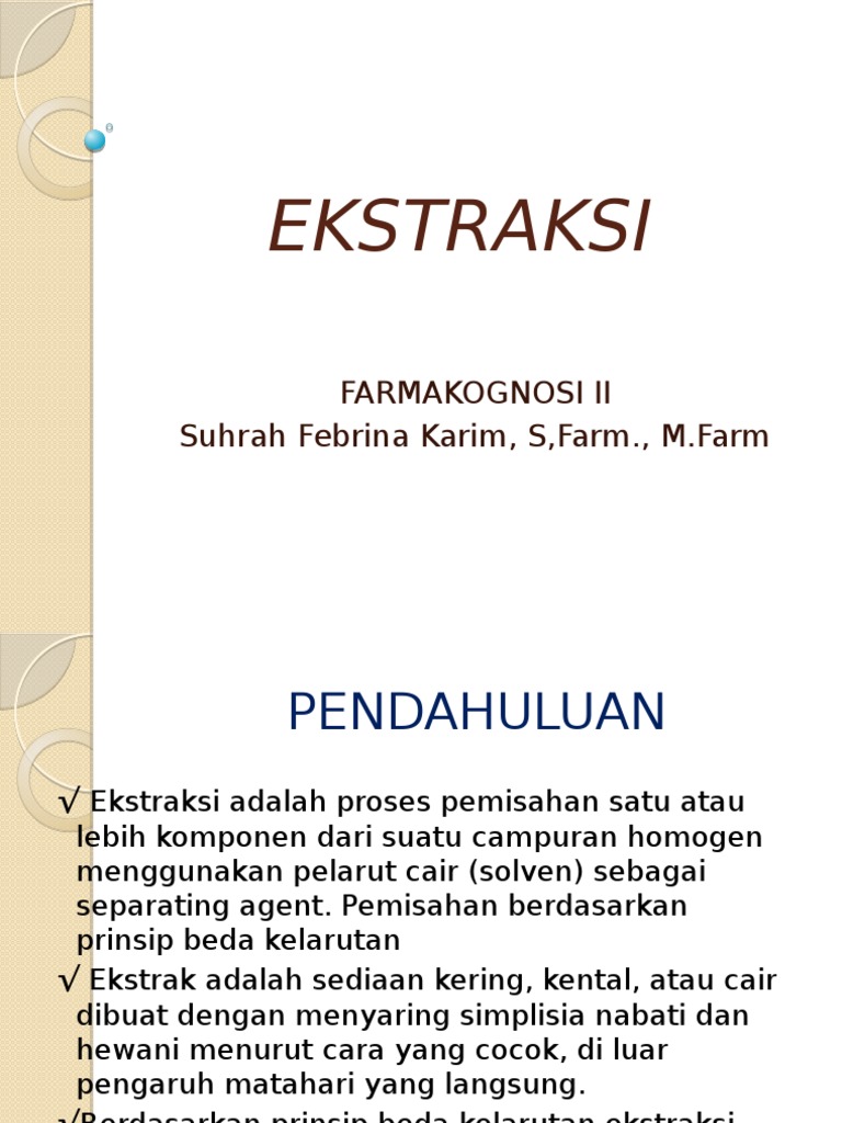 5.ekstraksi Dan Prinsip Ekstraksi | PDF