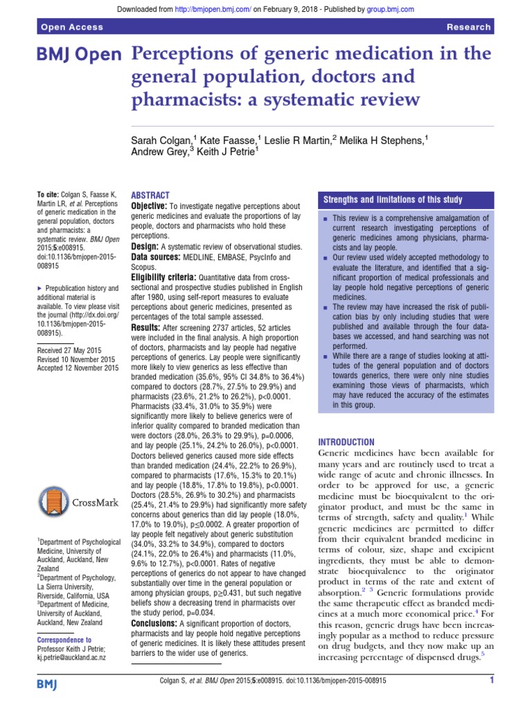 Percep of GP Doc Phar | PDF | Generic Drug | Systematic Review
