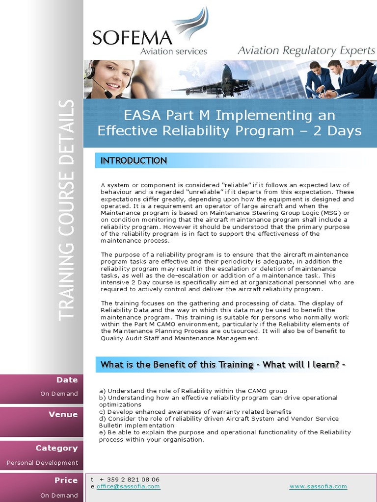 EASA Part M Implementing An Effective Reliability Program - 2 Days ...