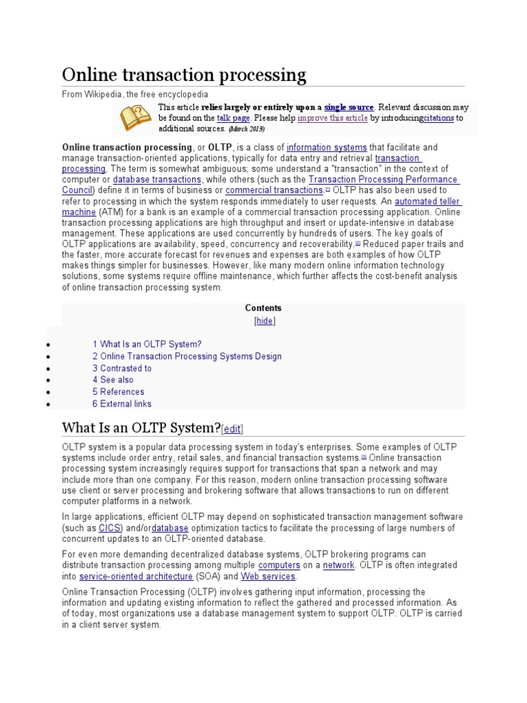 Online Transaction Processing | PDF | Information Science | Distributed ...