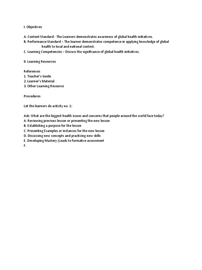 Contextualized Lesson Plan MAPEH 10 #RD Quarter | PDF | Career & Growth ...