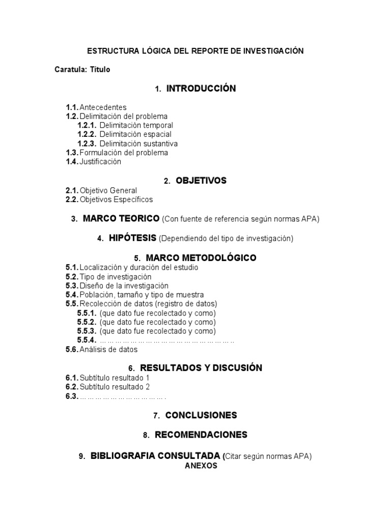 Estructura de Reporte de Investigación | PDF | Ciencia y matemáticas