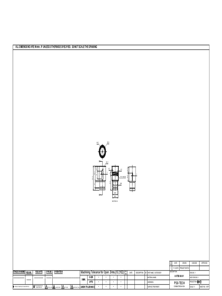 All Dimensions Are in Mm. If Unless Otherwise Specified. Donot Scale ...