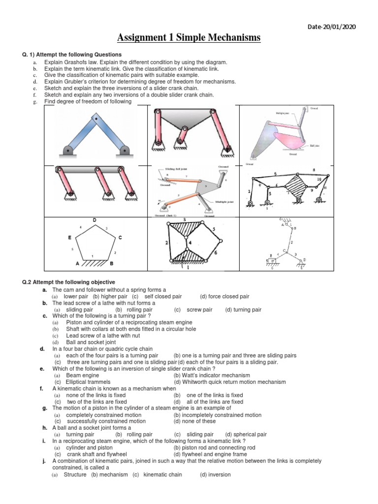 Assignment 1 Simple Mechanism PDF | PDF | Kinematics | Internal ...