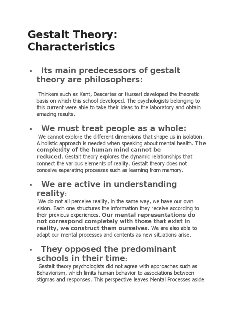 Gestalt Theory: Characteristics: Its Main Predecessors of Gestalt ...