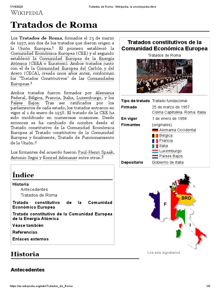 Tratados de Roma - Wikipedia, La Enciclopedia Libre | PDF | Comunidad ...