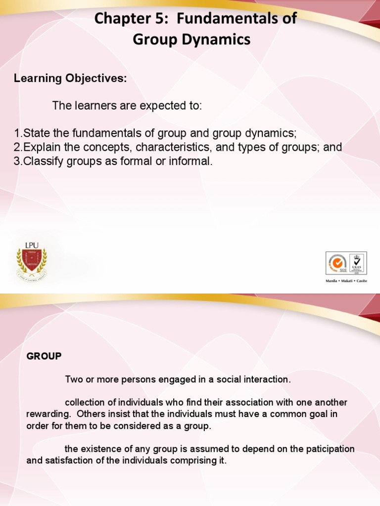 NSTP1-Chapter 5 Fundamentals of Group Dynamics | PDF | Goal | Nonverbal ...