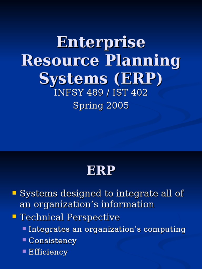 Enterprise Resource Planning Systems (ERP) | PDF | Sap Se | Enterprise ...