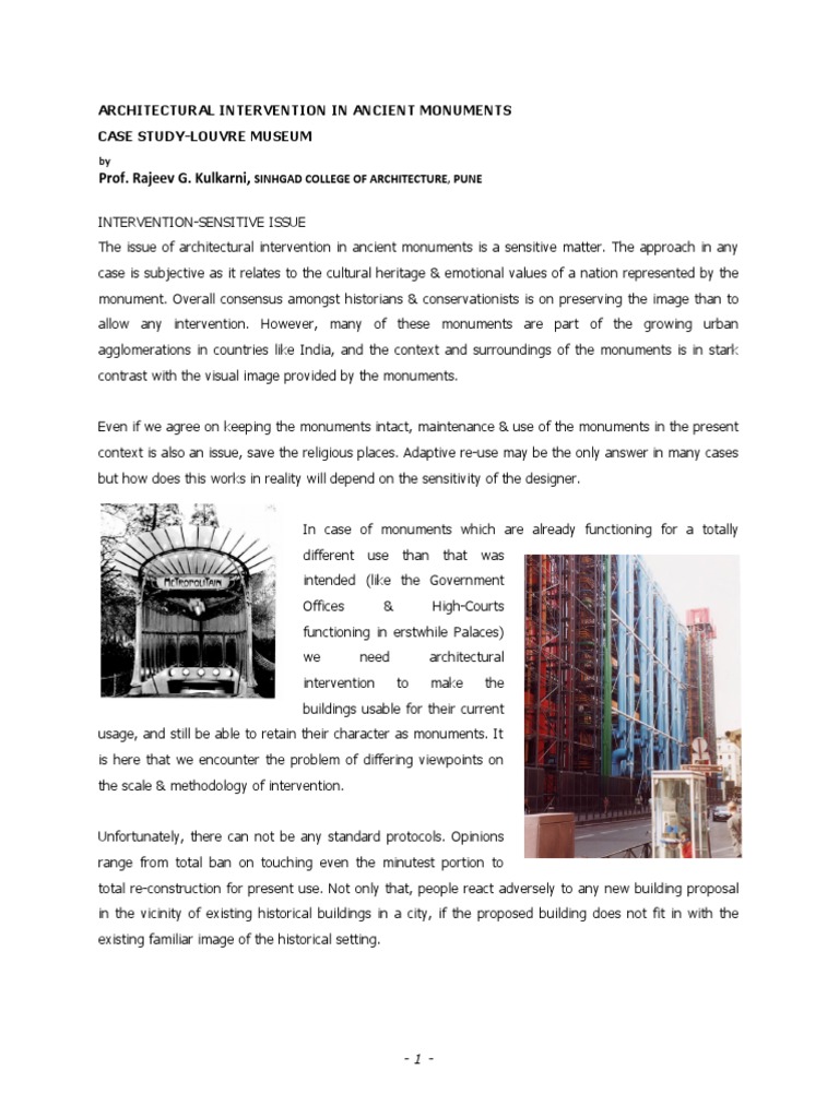 Prof. Rajeev G. Kulkarni,: Architectural Intervention in Ancient ...