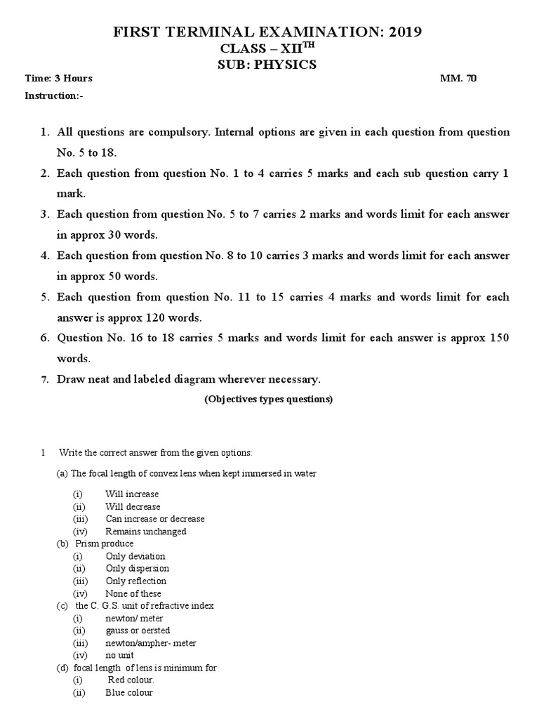 FIRST TERMINAL Examination 2019FFF | PDF | Natural Philosophy ...