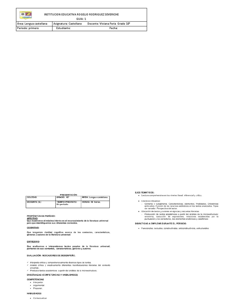 Guia Del Grado Decimo Pdf Pdf Latín Galia