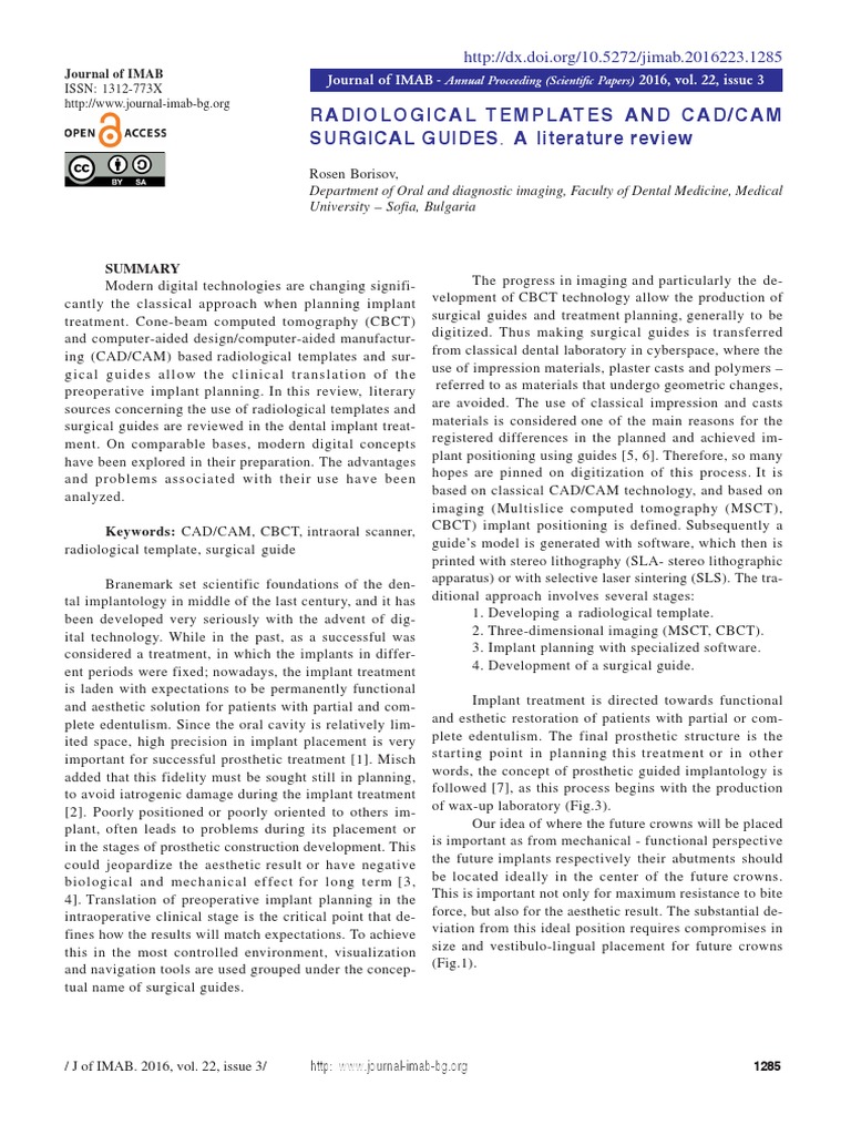Radiological Templates and Cad/Cam SURGICAL GUIDES. A Literature Review ...
