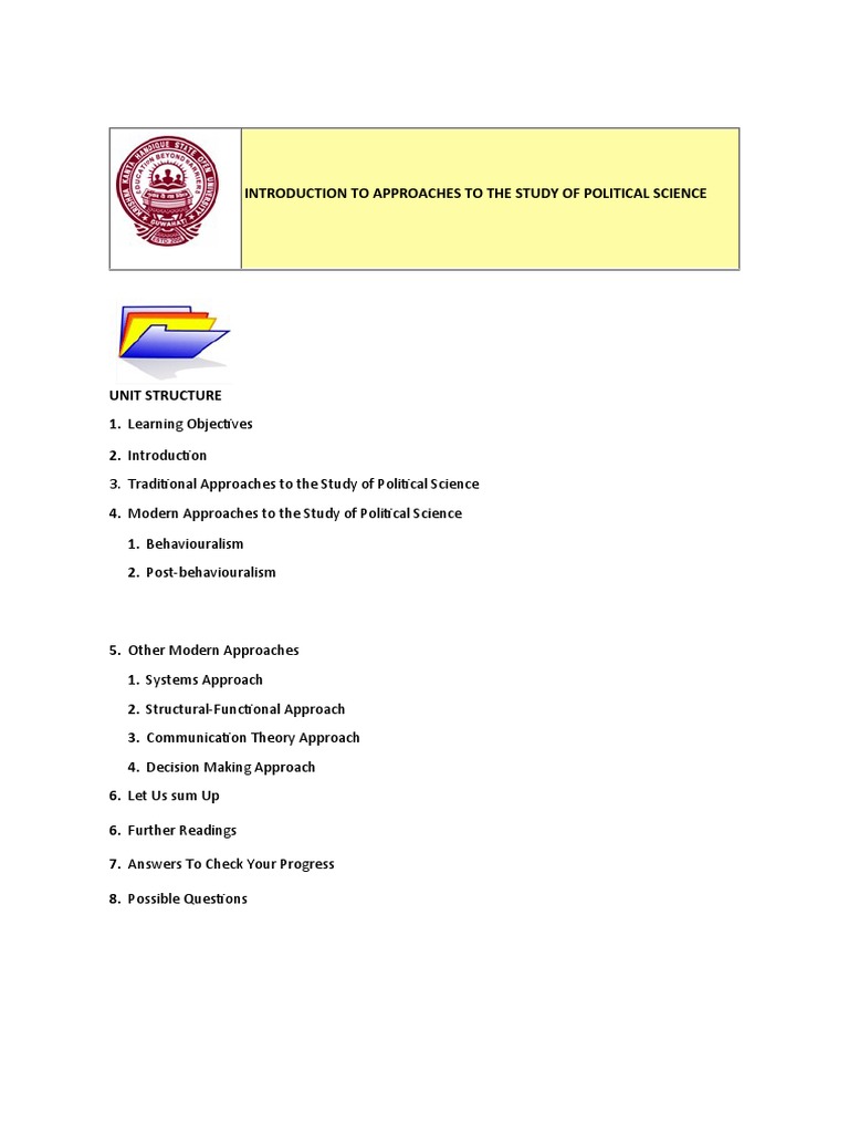 Introduction To Approaches To The Study of Political Science | PDF ...