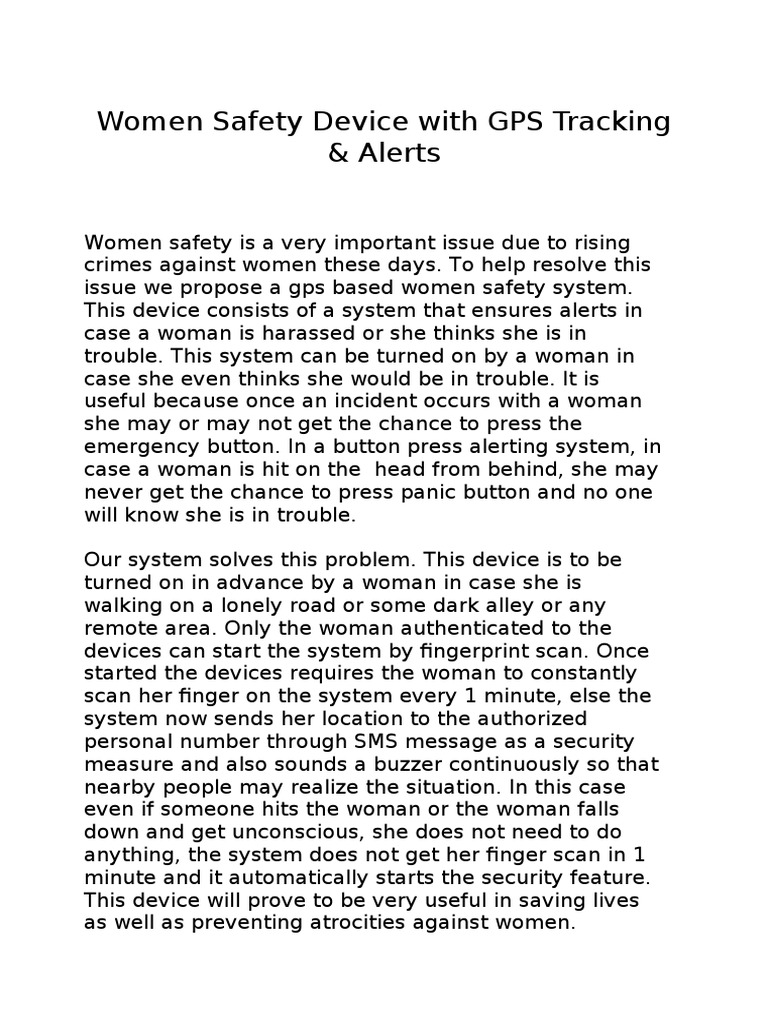 Women Safety Device With GPS Tracking | PDF