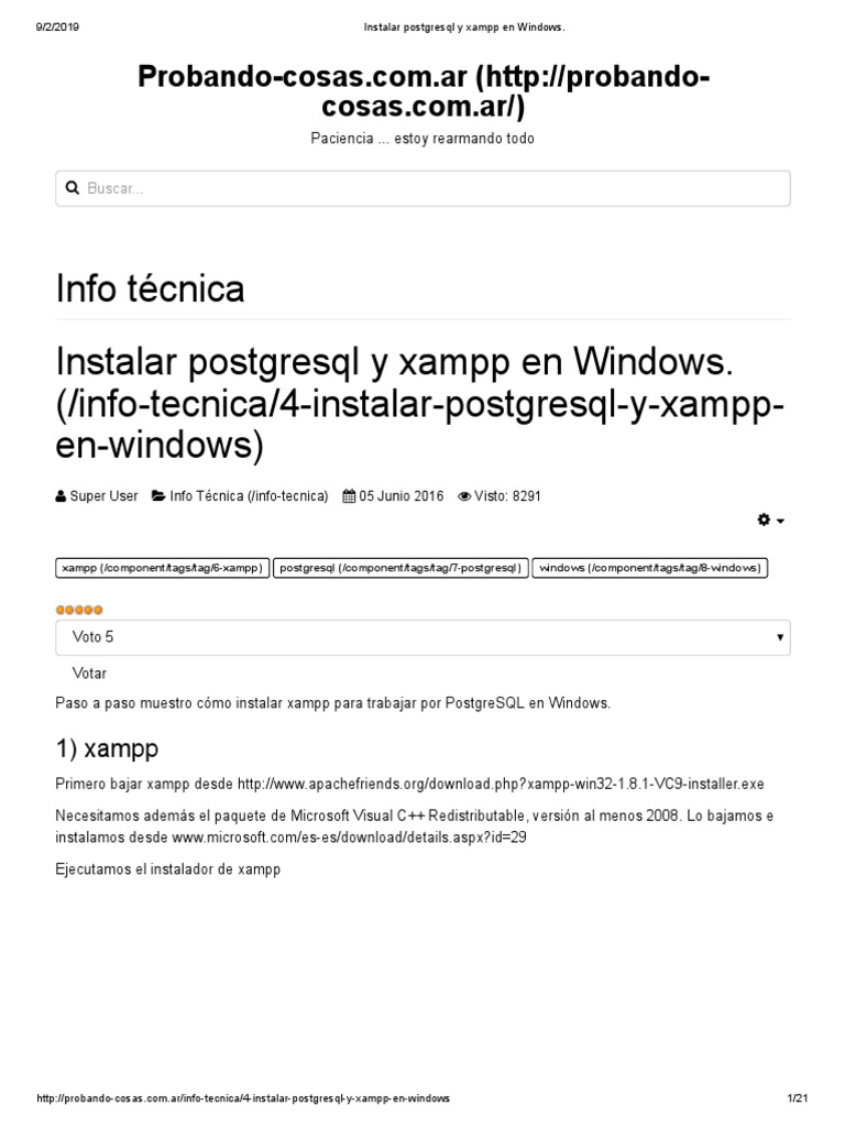 Instalar Postgresql Y Xampp En Windows Pdf Postgre Sql Php