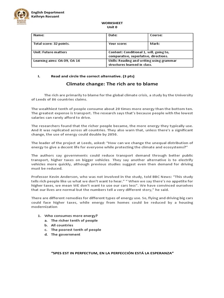 Guia Ingles 01 - Cambio Climatico | PDF | Nature