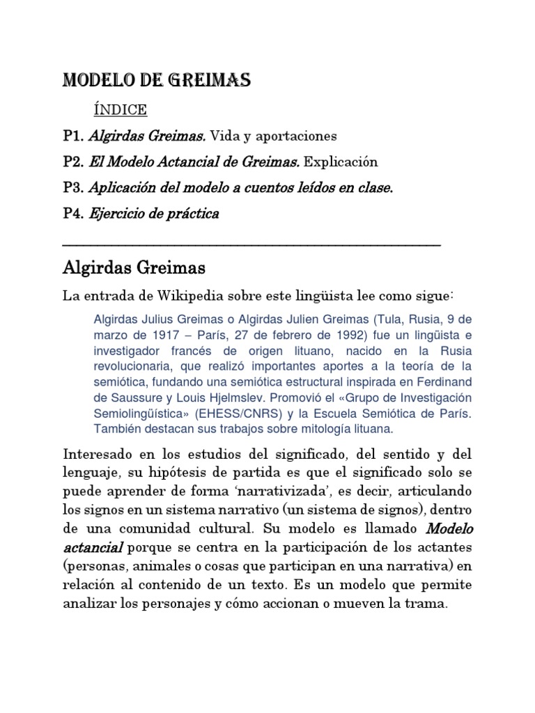 Modelo de Greimas | PDF | Comunicación humana | Cognición