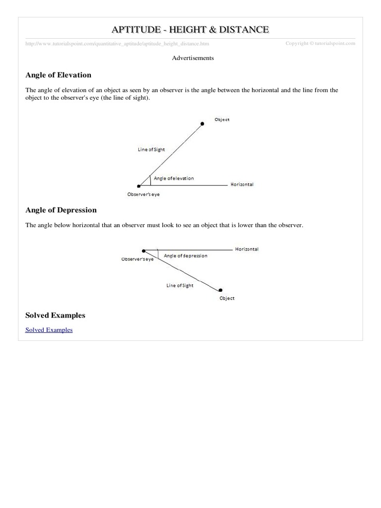 Aptitude Height Distance | PDF