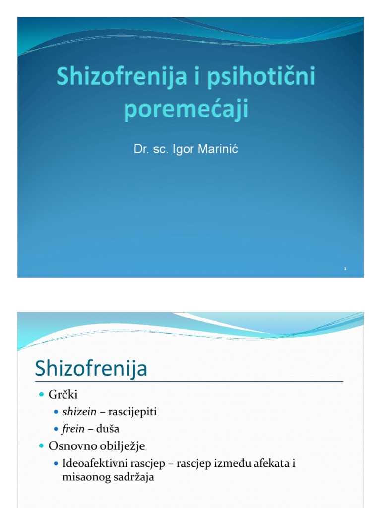 Shizofrenija I Psihotični Poremecaji | PDF