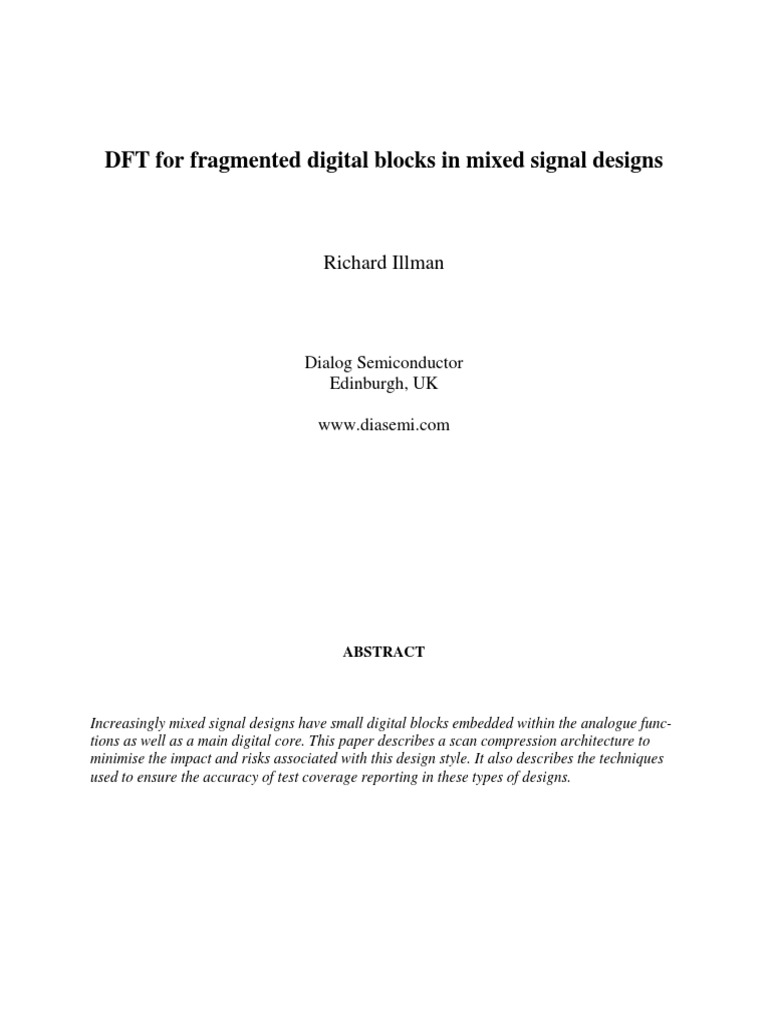 DFT For Fragmented Digital Blocks in Mixed Signal Designs: Richard ...