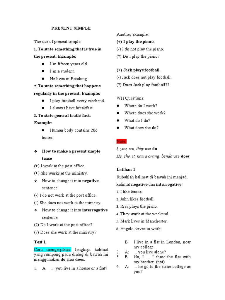 Present Simple & Continuous | PDF