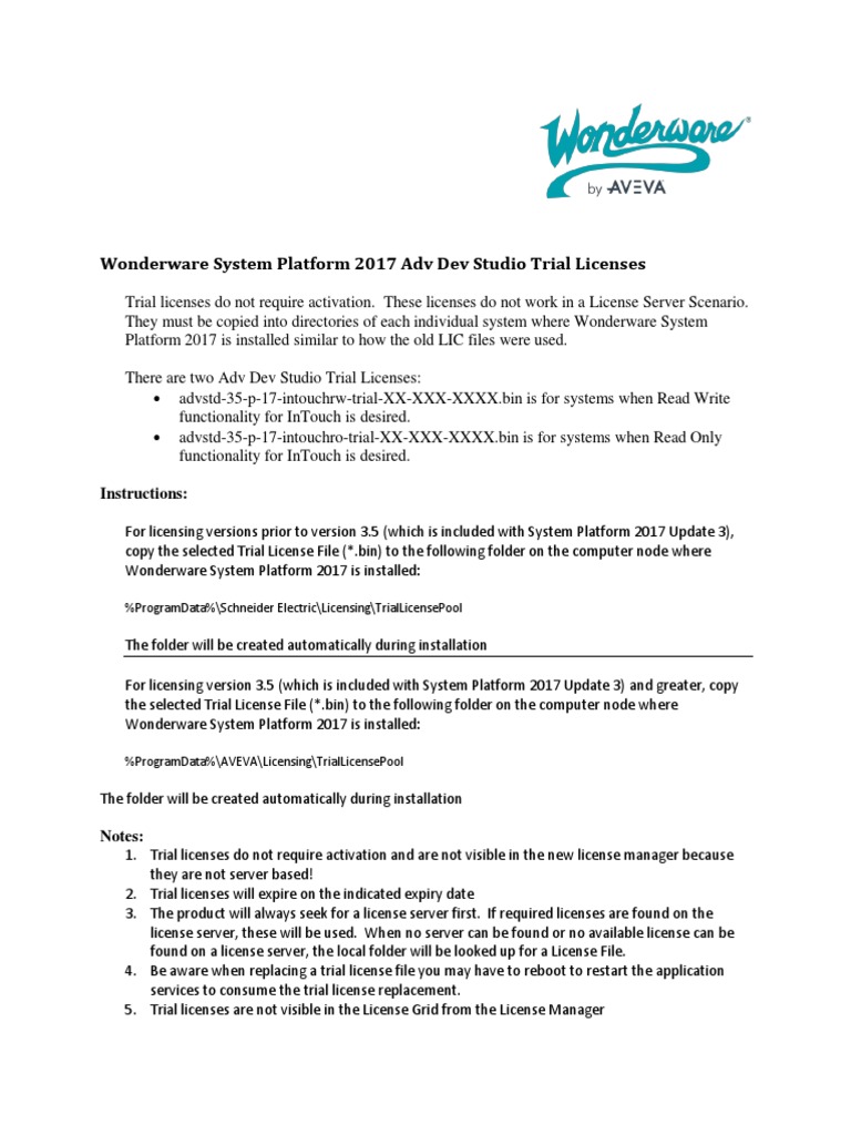 Wonderware System Platform 2017 Trial License - Dec 13 2018 | PDF