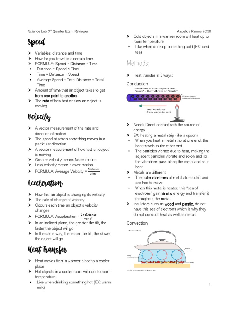Grade 7 SCIENCE REVIEWER PDF | PDF | Velocity | Convection