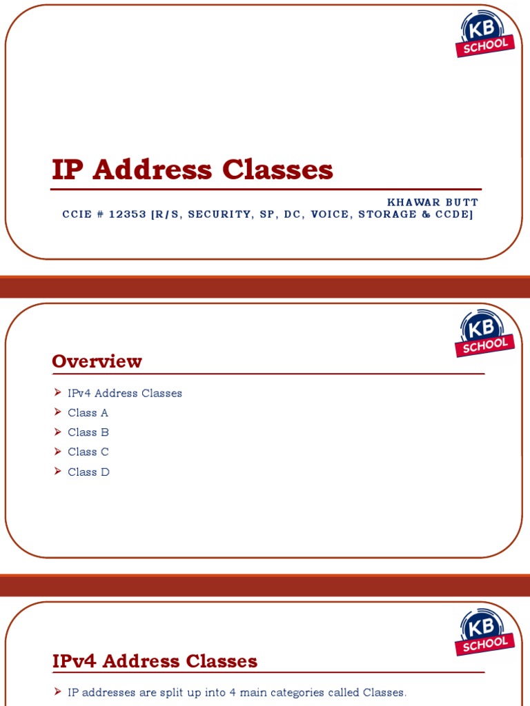 5.IP Address Classes | PDF | Ip Address | Internet Protocols