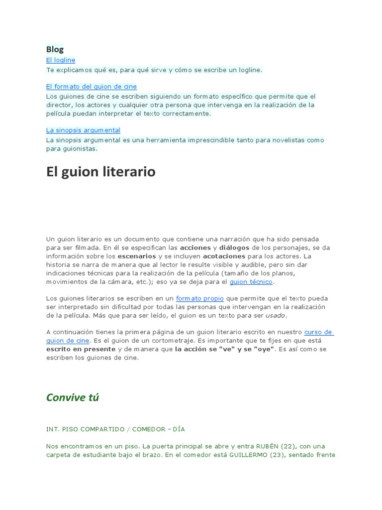 Formato Guion - Literario y Tecnico | PDF | Guión