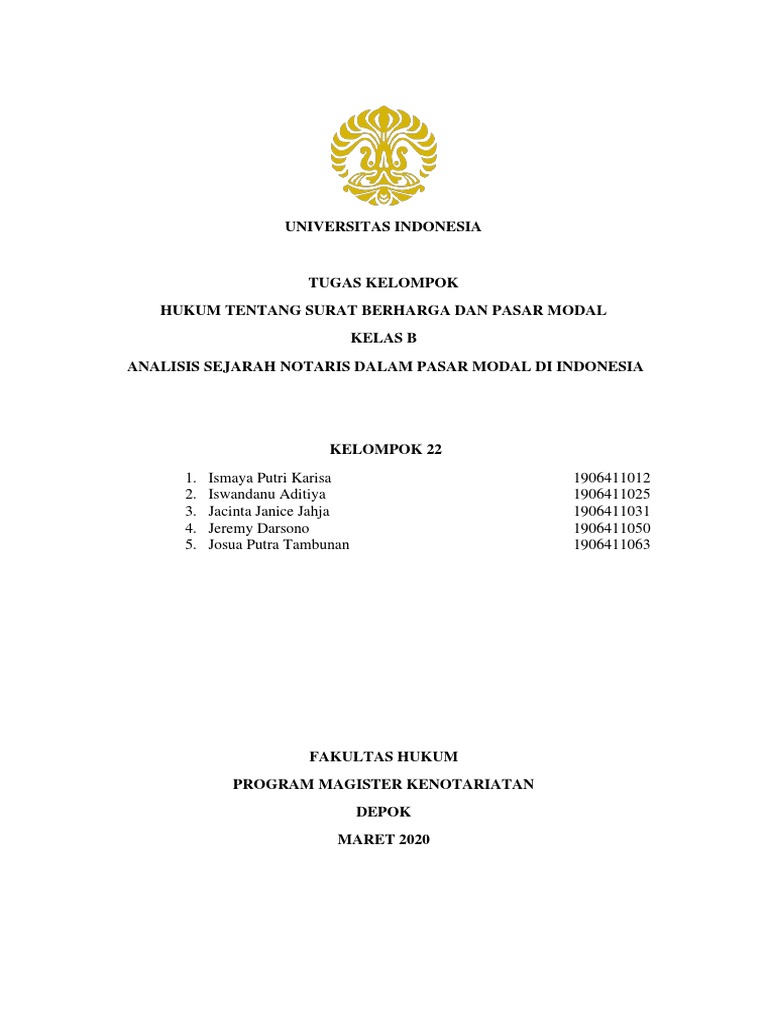 Sejarah Notaris Dalam Pasar Modal Di Indonesia | PDF