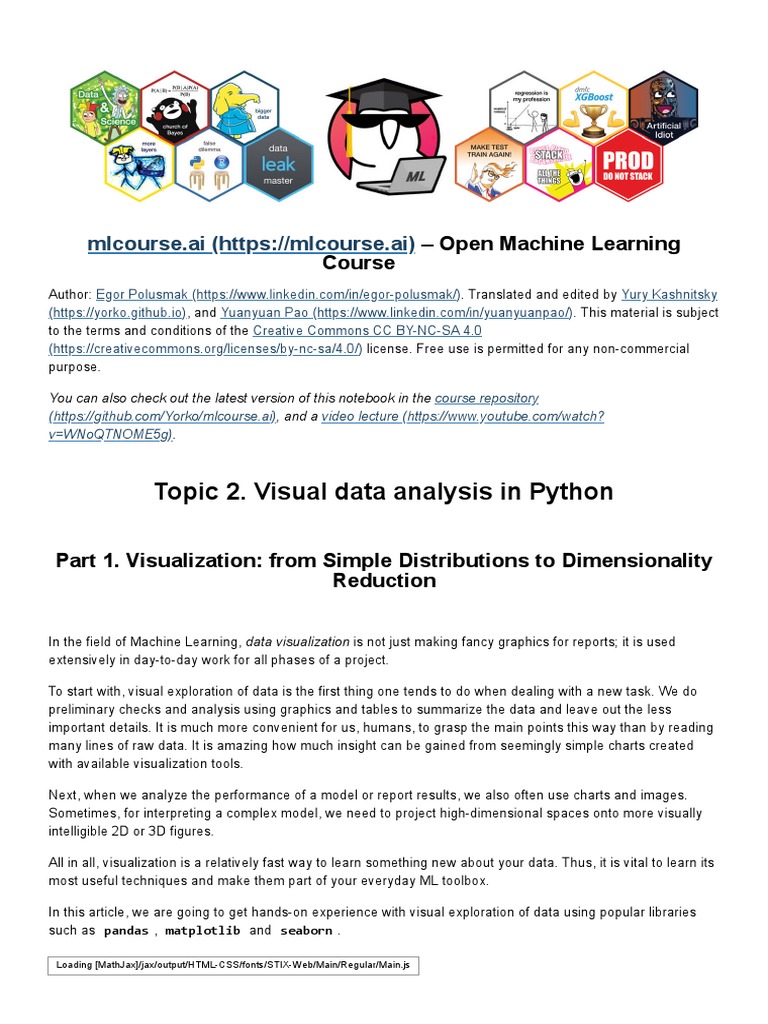 Topic 2. Visual Data Analysis in Python: Mlcourse - Ai (Https ...
