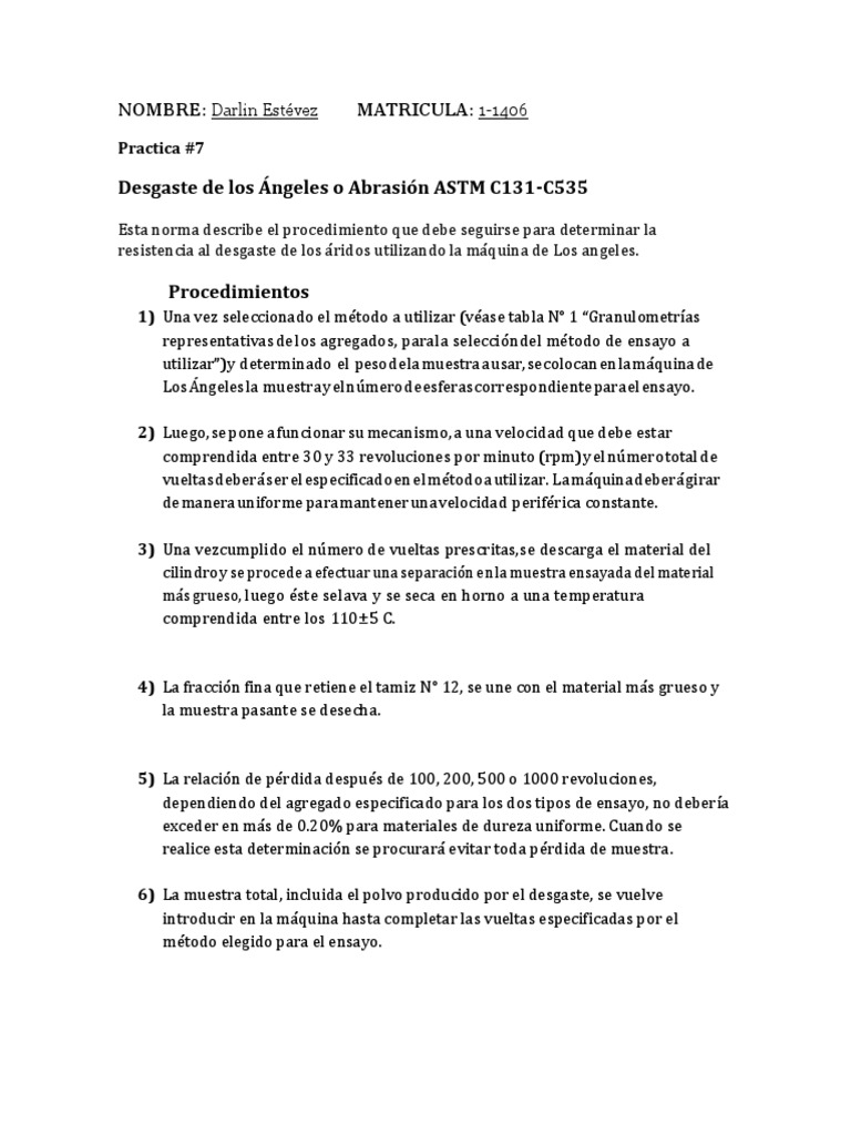 Desgaste de Los Angeles Astm C131-C535 | PDF | Acero | Materiales