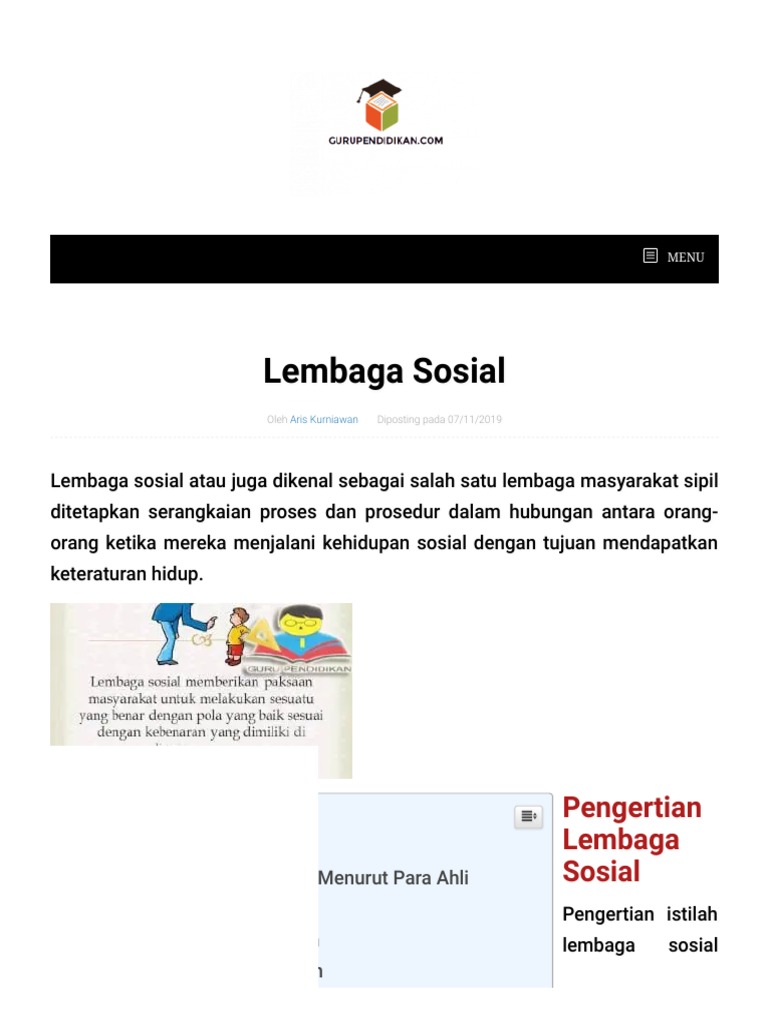 Lembaga Sosial: Pengertian, Contoh, Ciri, Jenis, Karakteristik PDF | PDF | Sains & Matematika
