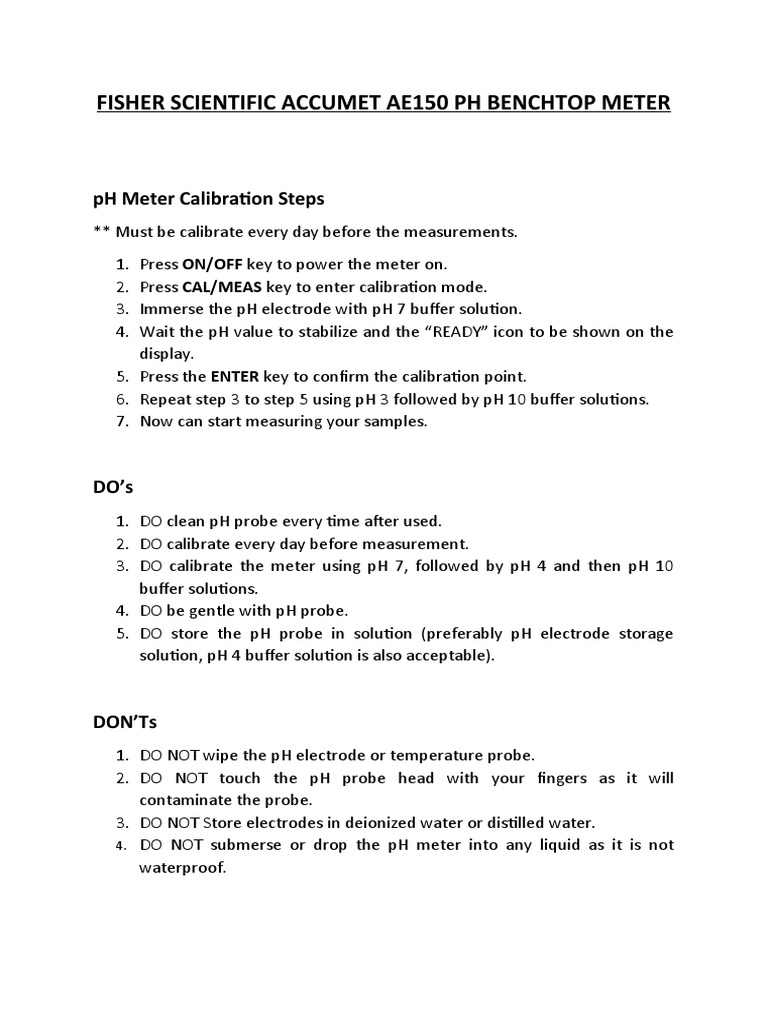 AE150 pH Meter Calibration Guide | PDF