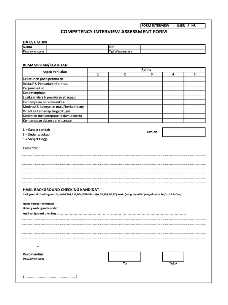 Form Interview User & HR | PDF