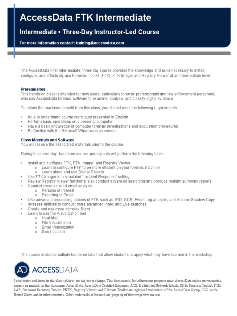 AccessData FTK Intermediate Course Overview | PDF | Windows Registry ...