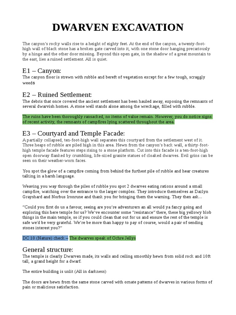 Dwarven Excavation Flavour Text and Stats | PDF | Dwarf (Middle Earth ...