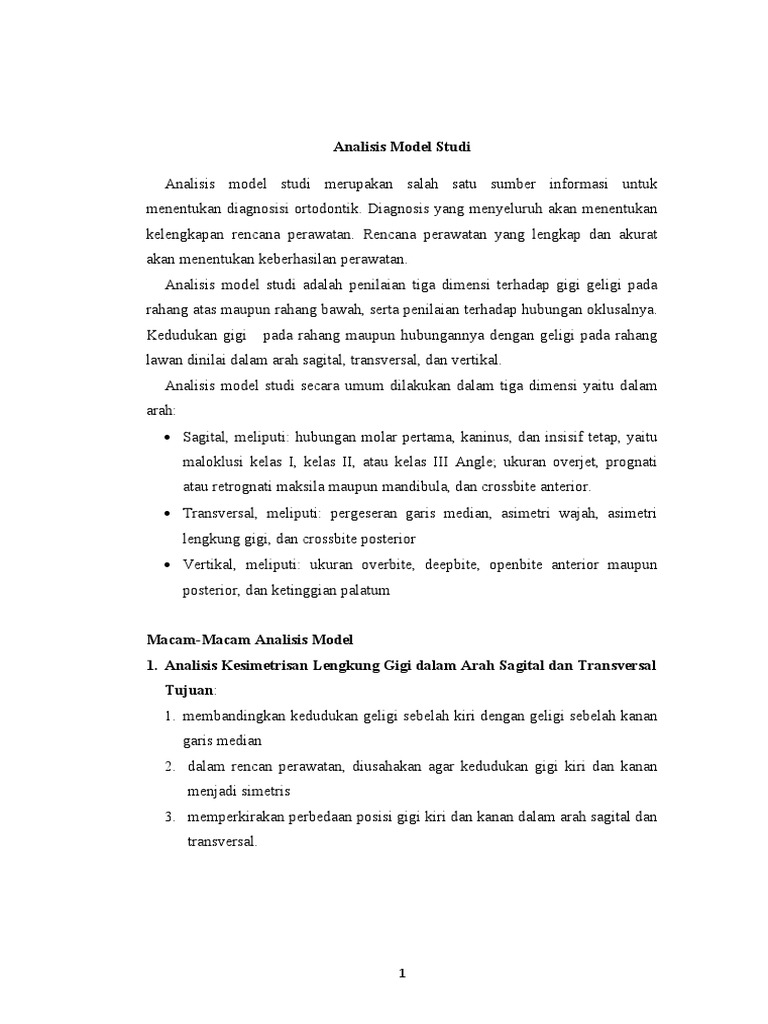Analisis Model Studi | PDF