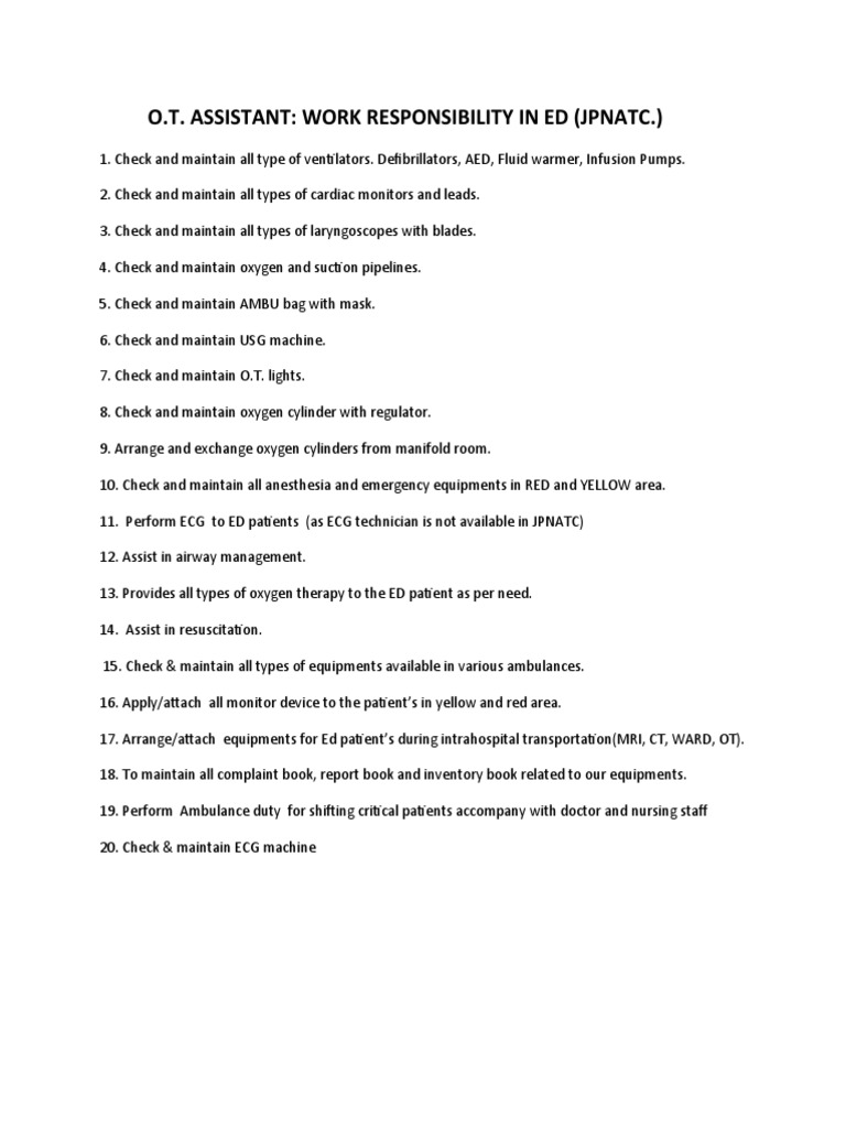 Ota Role and Responsibility | PDF