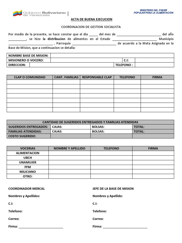 Acta de Buena Ejecucion | PDF