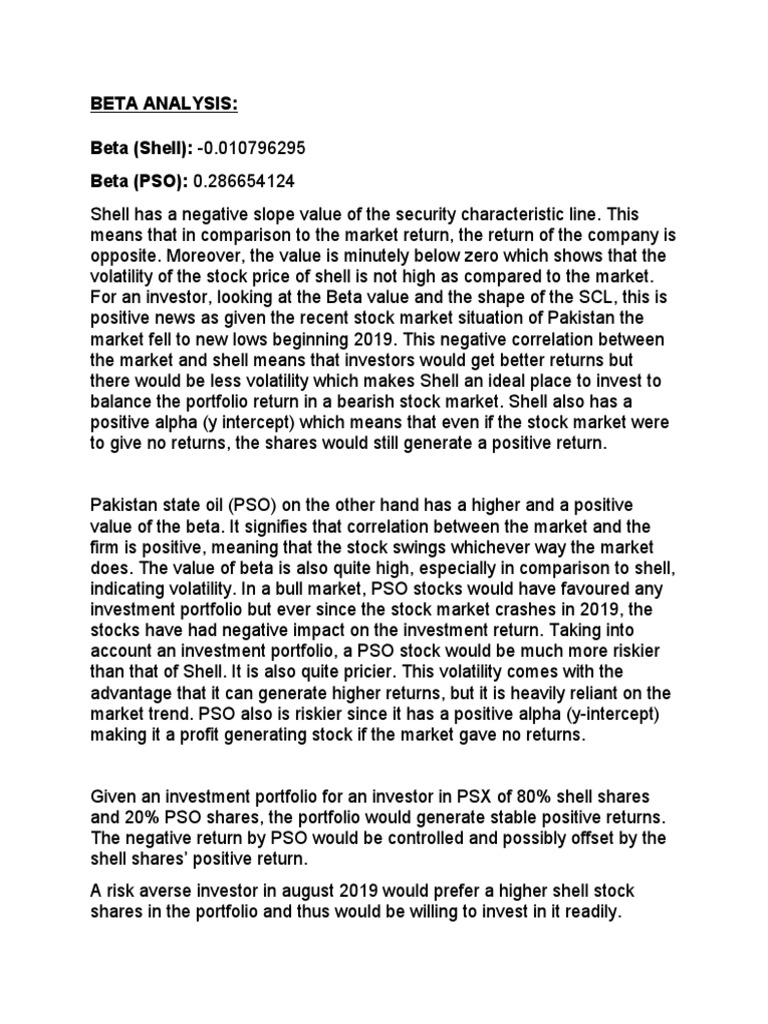 Beta Analysis: Beta (Shell) : - 0.010796295 Beta (PSO) : 0.286654124 | PDF