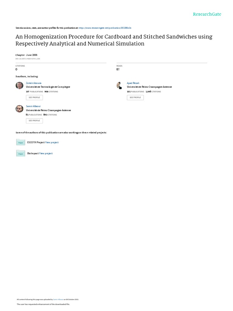An Homogenization Procedure For Cardboard and Stit | PDF | Bending ...