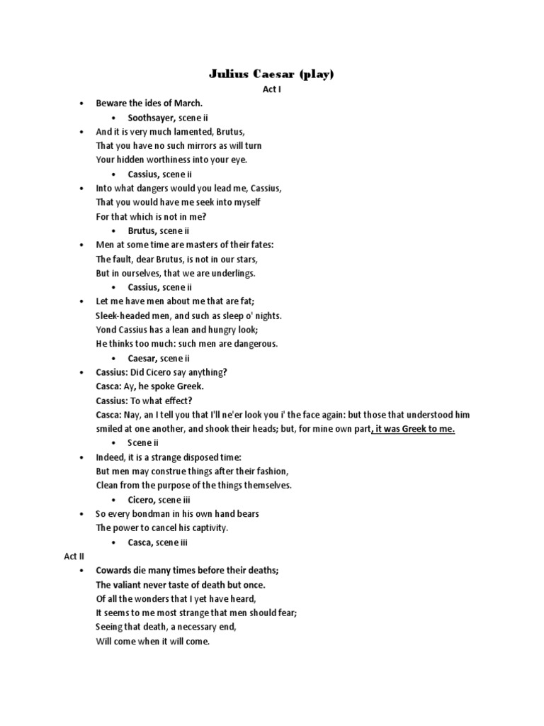 Key Quotes from Julius Caesar | PDF | Julius Caesar | Biographers Of ...