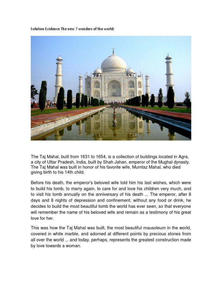 Solution Evidence The New 7 Wonders of The World PDF | PDF