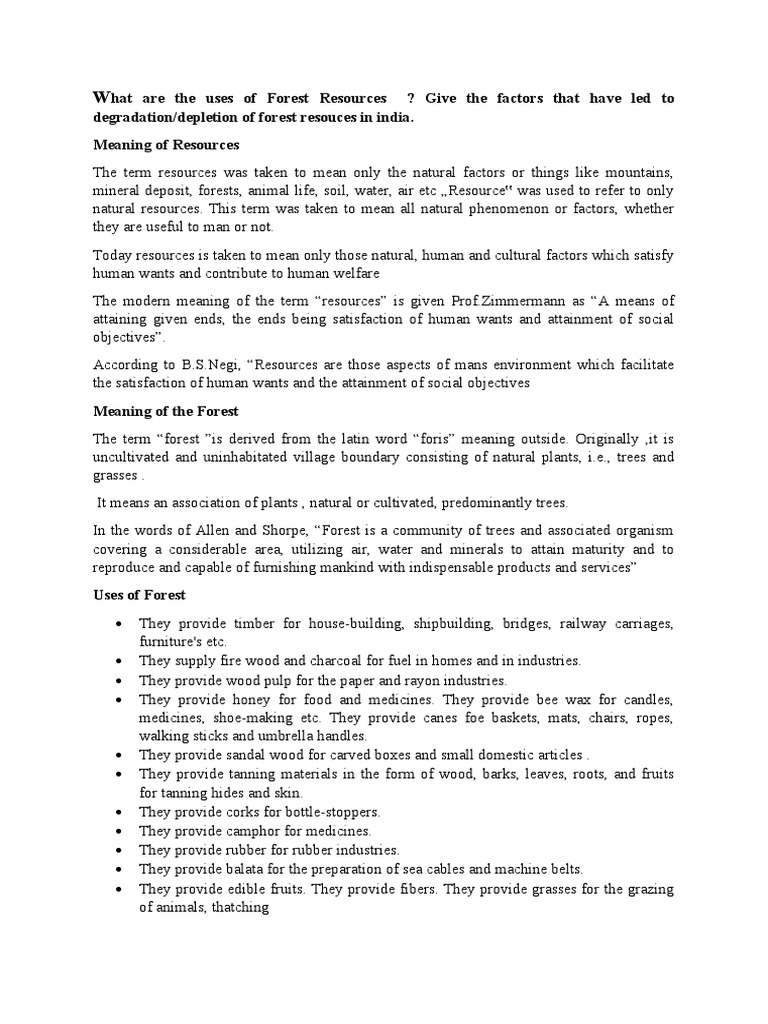 What Are The Uses of Forest Resources | PDF | Resource Depletion | Forests