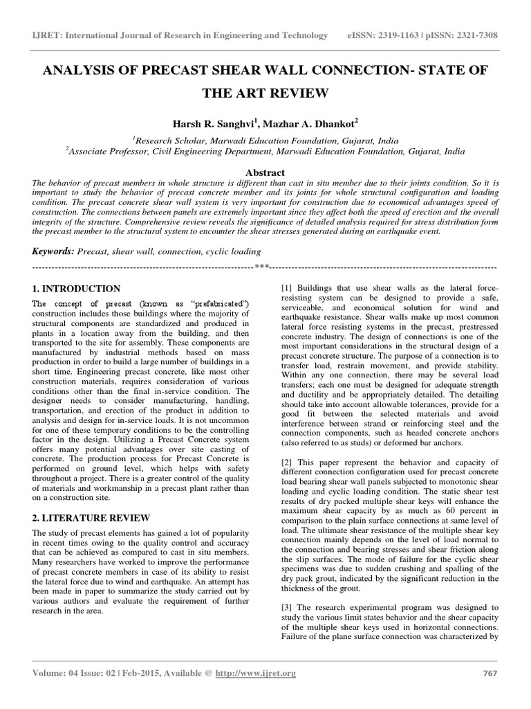 Precast Shear Wall Connection Analysis | PDF | Precast Concrete | Fracture