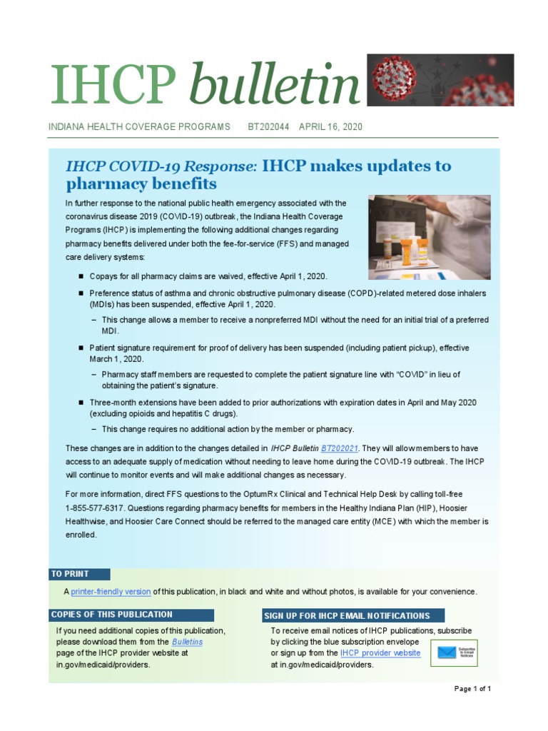 Bulletin: IHCP Makes Updates To Pharmacy Benefits | PDF | Pharmacy ...