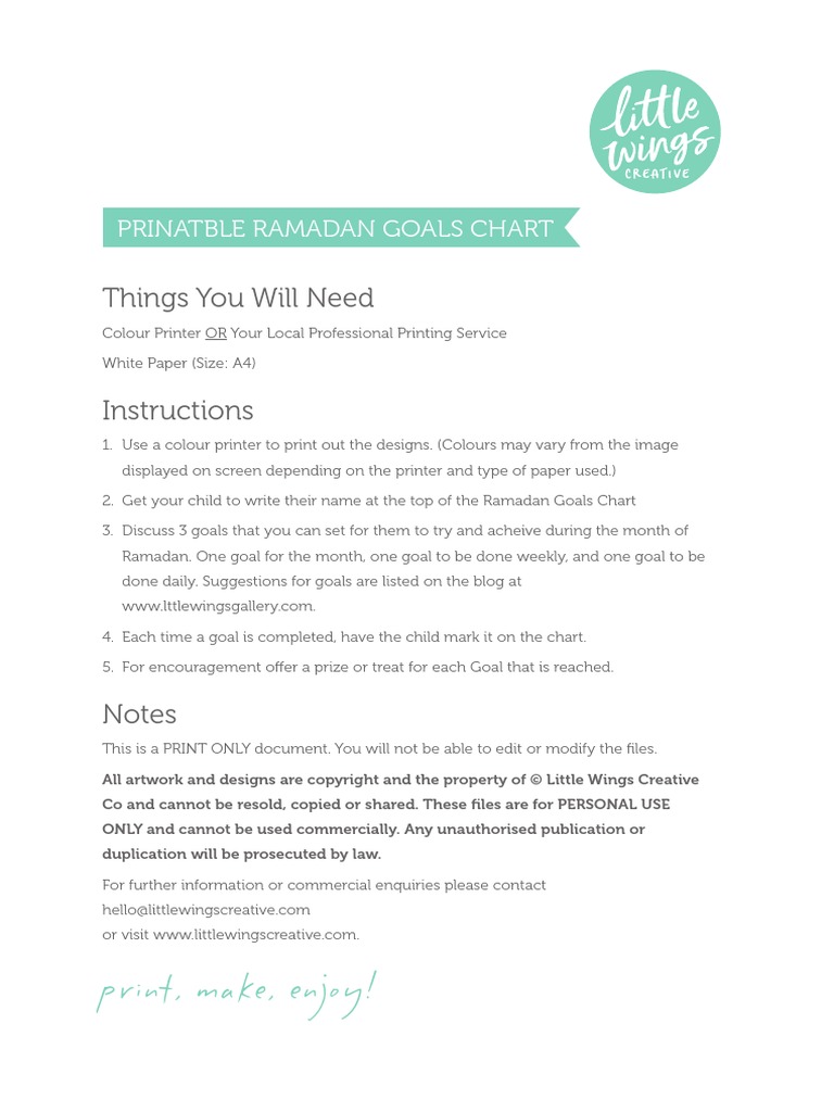 Ramadan Goals Chart Geo Star v2 | PDF
